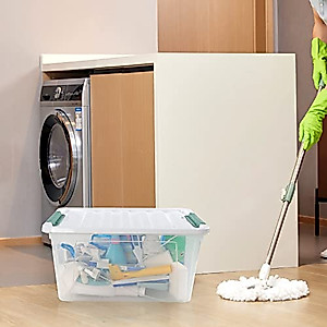 Xowine 6-Pack Clear Plastic Storage Boxes, 35 L Plastic Storage Bins with Lids