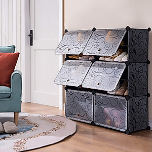 YOUDENOVA Shoe organizer Cabinet,24 Pair shoe rack organizer closet, DIY Narrow Standing Stackable Space Saver Shoe Cabinet with Doors