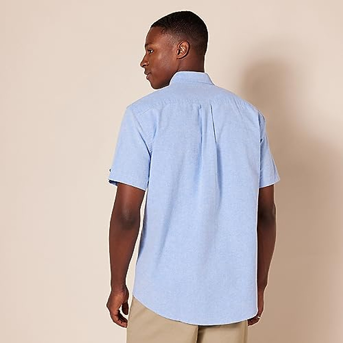 Amazon Essentials Men's Regular-Fit Short-Sleeve Pocket Oxford Shirt, Blue, X-Large