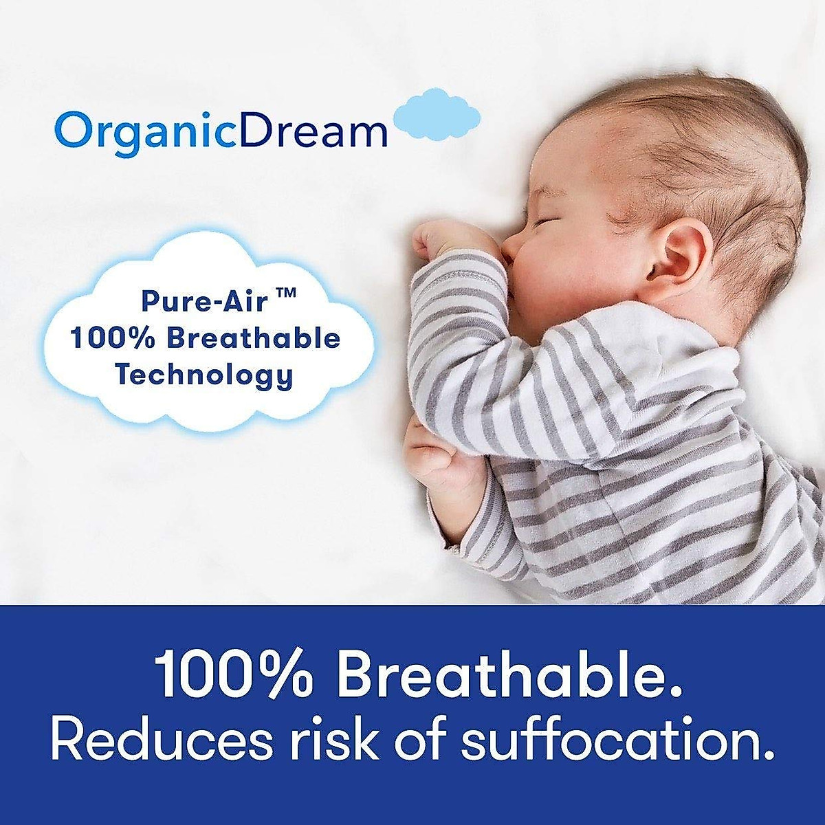 ORGANICDREAM Cooling Premier 5" Mini Crib and Toddler Mattress 2-Stage I 100% Breathable & Hypoallergenic - GREENGUARD I Extra Firm Infant Side and Plush Toddler Side (38x24x5)