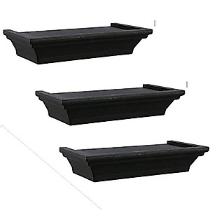 TopNotch Outlet Black Floating Shelves (3 Pcs) Plastic Shelf Set - Easy to Add Simple Yet Effictive Chic Touches to Your Space - Mini Wall Shelving - Home Decor