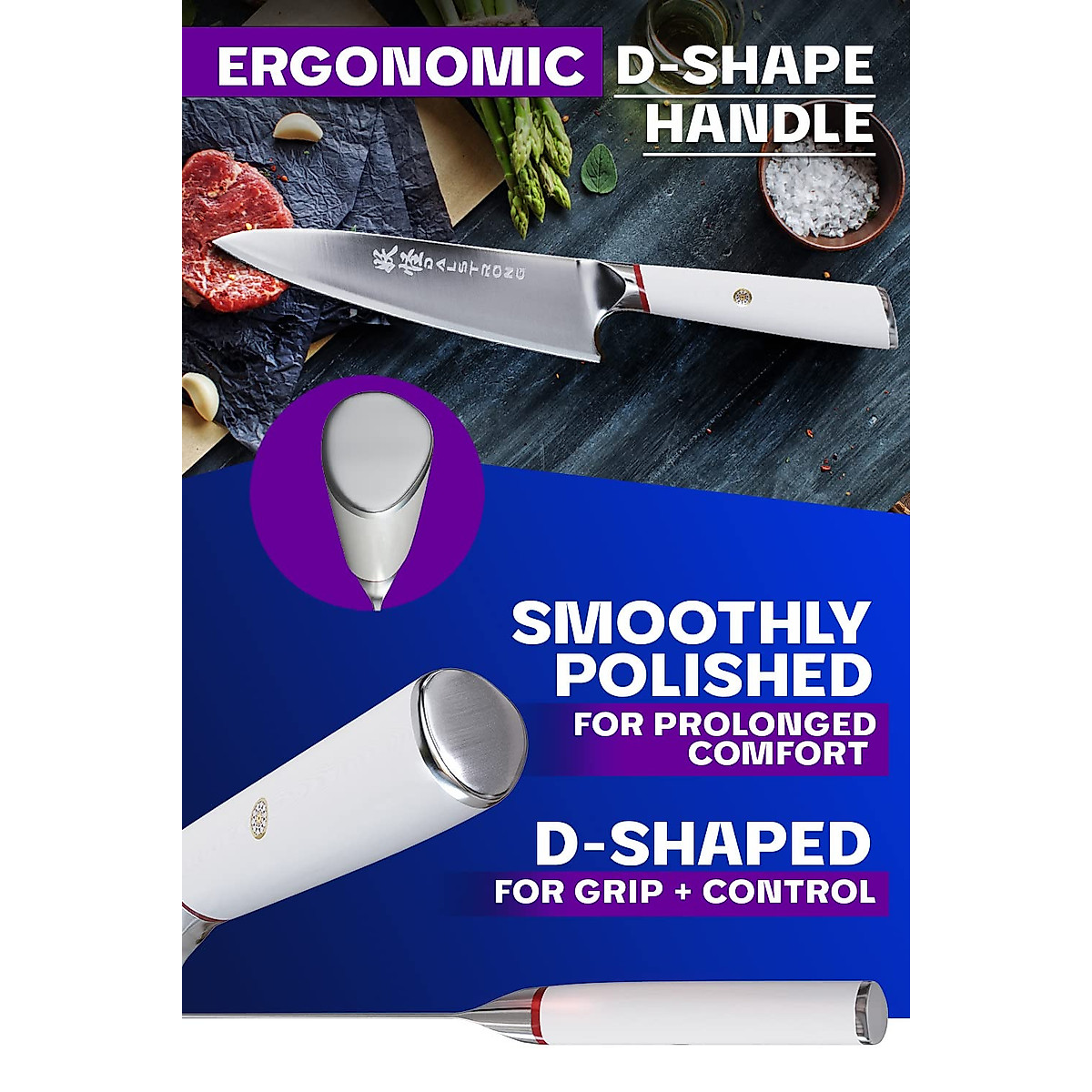 Dalstrong Chef Knife - 8 inch - Phantom Series - Japanese High-Carbon AUS8 Steel Kitchen Knife - White G10 Handle - Cooking Knife - w/Sheath