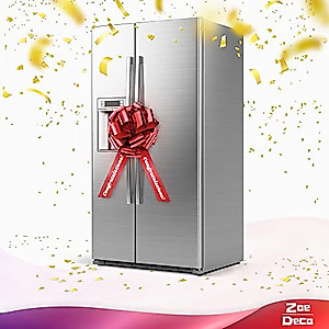 Zoe Deco Congratulations Car Bow (Red, 30 inch), Giant Gift Bow Pre-Printed with Congratulations, Big Bow for Car, Birthday Bow, Huge Car Bow, Car Bows, Big Bow for Gifts, Bow for Cars, Gift Wrapping