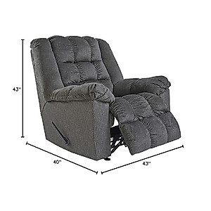 Signature Design by Ashley Drakestone Tufted Manual Rocker Recliner with Lumber Heat and Massage, Gray