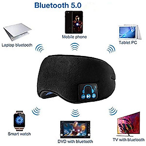 Wireless Sleep Eye Mask with Bluetooth Headphones Sleeping Headphones Soft Cotton Music Headsets Sleep Eye Shades Built-in Speakers Microphone Handsfree Adjustable Strap Washable for Women Men Gift