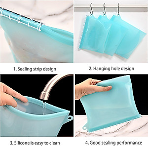 Reusable Silicone Food Storage Bags, WINDSIUUU 100% Silicone Food Grade Containers, Leakproof, Sandwich Snack Bags, Stand Up Zip Container for Soup and Leftovers, Dishwasher & Microwave Oven Safe-18OZ