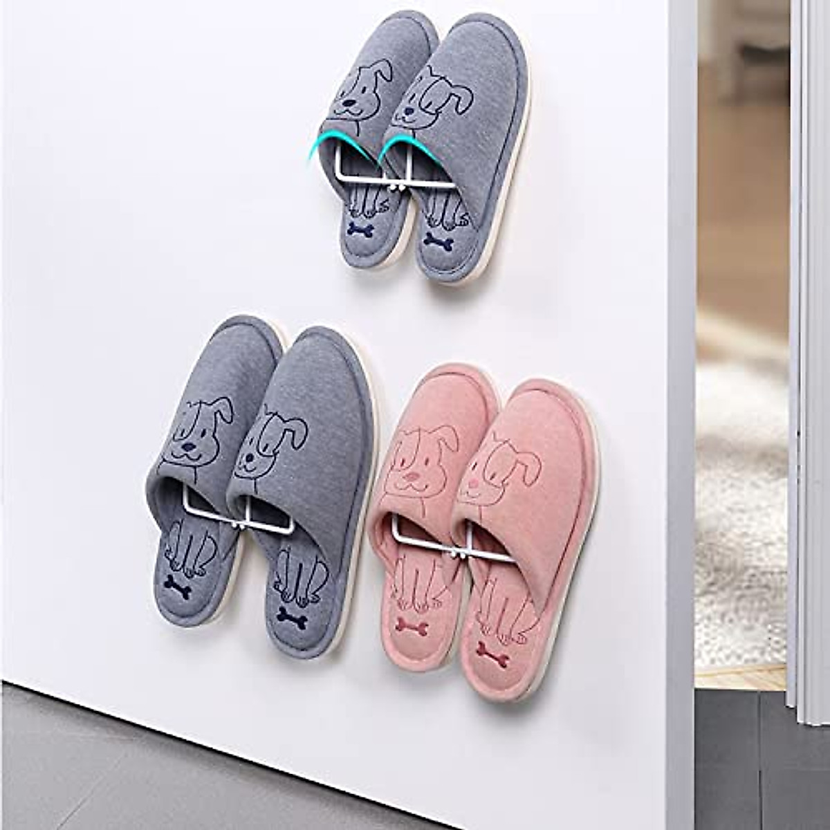 Hanging Shoes Rack, Strong Self Adhesive Shoes Holder Storage Organizer, Door Shoe Hangers Shoe Shelf Holder, Shoe Rack Hanging Over the Wall for Hanging on the Door, Bathroom, Kitchen(5 Pack)
