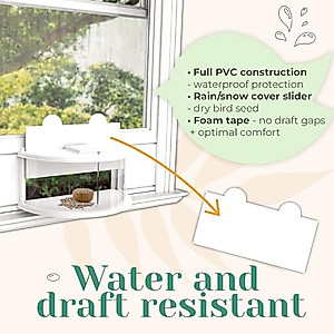 Skybox Window Bird Feeder Inside House - 180 Clear View of Birds Feeding - Bird Box Fits Windows 30-41 inches - Including Rain Cover Slide