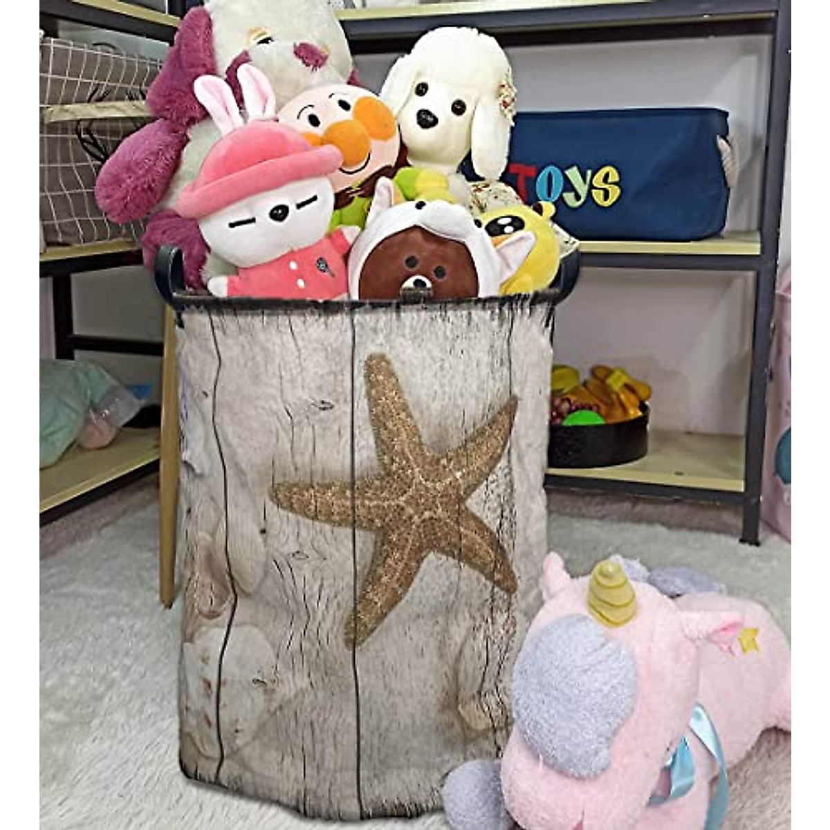 Round Waterproof Fabric Lightweight Storage Basket, Foldable Storage Box for Dirty Clothes, Laundry Basket for Boys and Girls, Suitable for College Dorm, Bedroom, Toy Nursery Kids Clothes Basket