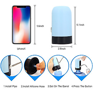 Myvision Water Bottle Pump 5 Gallon Water Bottle Dispenser USB Charging Automatic Drinking Water Pump Portable Electric Water Dispenser Water Bottle Switch (Blue)