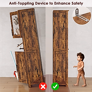 IDEALHOUSE Slim Bathroom Storage Cabinet, 67" Tall Cabinet with Doors and Shelves, Freestanding Narrow Bathroom Linen Cabinet for Laundry Room, Kitchen, Living Room, Small Spaces, Rustic Brown