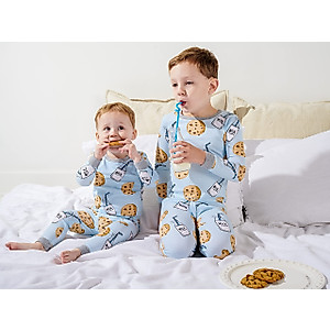Mud Pie Baby Boys' Milk and Cookies Pajama Set, Blue, 12-18, 12 Months-18 Months