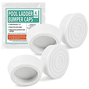 [4 Pack] Pool Ladder Bumpers to Protect Pool Liner - Protective Step Ladder End Cap for Inground Pool - Swimming Pool Ladder Parts - White Rubber End Cap for Swimming Pool Ladder - 1.9” Inner Diameter