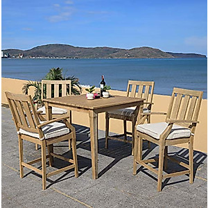 SAFAVIEH Couture Patio San Salvador 37-inch Natural Outdoor Bar Table