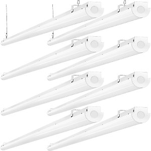 ANTLUX 8FT LED Shop Lights 110W [6-lamp T8 Fluorescent Equiv.], 12000LM, 6000K, Compact Commercial Grade 8 Foot LED Strip Lights for Warehouse Garage, Suspended and Flush Mount Ceiling Light, 8 Pack