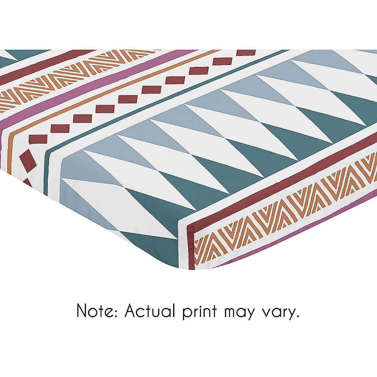 Sweet Jojo Designs Aztec Boho Chic Girl Fitted Mini Crib Sheet Baby Nursery for Portable Crib Pack and Play - Yellow Blue Gold Mauve Burgundy Purple Pink Modern Bohemian Southwestern Rustic Geometric