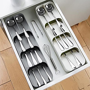 Compact Cutlery Silverware Organizer Kitchen Drawer Tray, Small, Nude Color