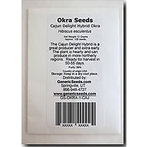 Cajun Delight Hybrid Okra Seeds - Hibiscus Esculentus - 1 Grams - Approx 18 Gardening Seeds - Vegetable Garden Seed