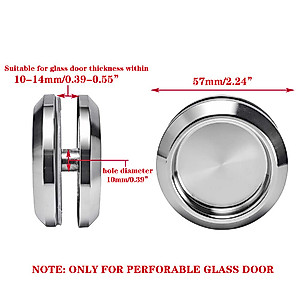 Mewuthede 2pcs Stainless Steel Shower Enclosure Glass Door Sliding Knob, Bathroom Round Back to Back Handle, Cabinet Silver Pull Knob for Glass Door Shower Kitchen Sliding Door Glass Window