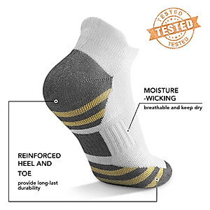 Aoliks White Ankle Compression Socks for Women & Men - Arch Support Low Cut Running Socks for Cycling Nurses