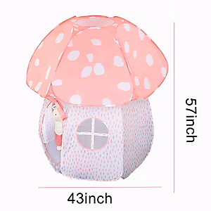 Play Tent for Kids Pop Up Tent Indoor Outdoor Boys and Girls Playhouse with Exquisite Design for Imaginative Mushroom Tent by CRAWLBO Patented(Pink/Large)