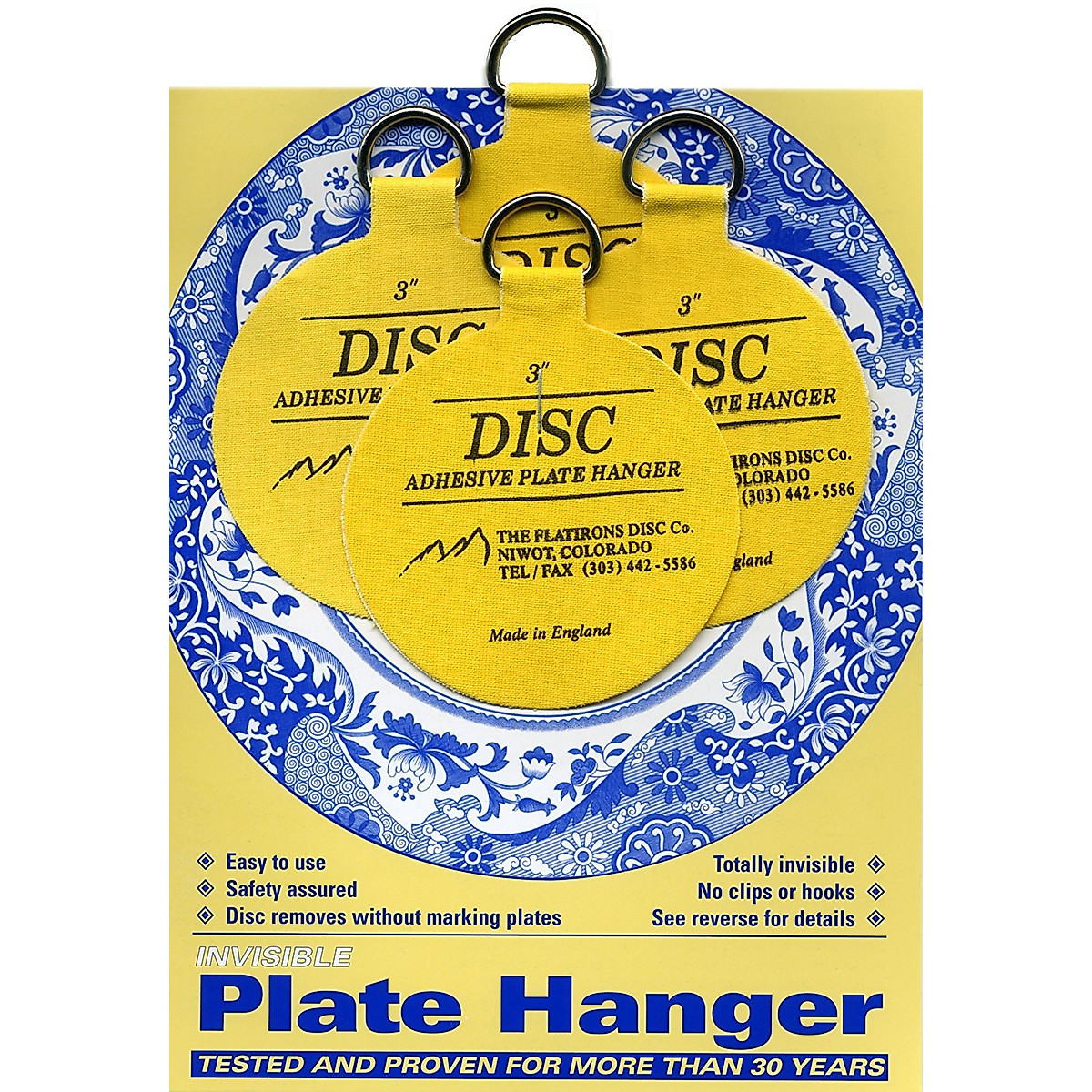 Flatirons Disc Adhesive Medium Plate Hanger Set (4-3 Inch Hangers)