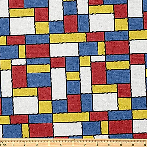 Fabric by The Yard [ 58" inches x 1 Yard ] Decorative Fabric for Sewing Quilting Apparel Crafts Home Decor Accents (Modern Mondrian Art Style Pattern)