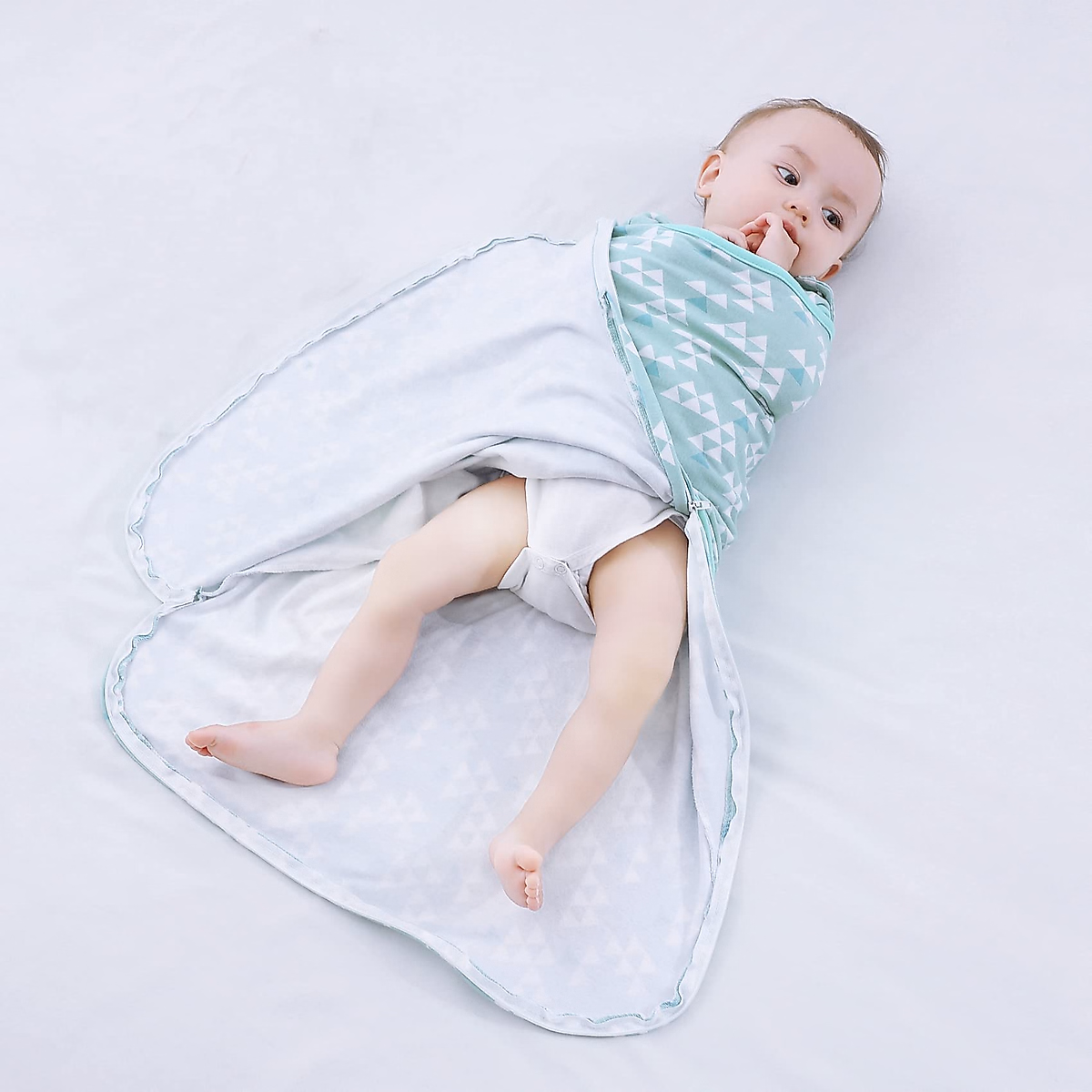 AOUHA Sleepsack Swaddle,Adjustable Wearable Baby Sleep Sack XL,Miracle Swaddle for Babies Large,100% Cotton,6-12 Months(Green)