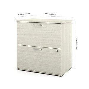 Bestar Logan U-Shaped Desk with Hutch, Lateral File Cabinet, and Bookcase, 66W, White Chocolate