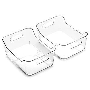 BINO | Plastic Organizer Bins, Small - 2 Pack, Clear | The SOHO Collection | Multi-Use Organizer Bins | Pantry Organizer & Freezer Organizer | Plastic Storage Container | Bins for Home & Kitchen Org