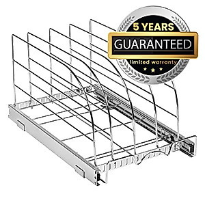 HOLDN’ STORAGE Pull Out Organizer for Cookie Sheet, Cutting Board, Bakeware, and Tray, Heavy Duty-5 Year Limited Warranty- for Kitchen Pantry Cabinets, 12.5”W x 21”D x 11 1/2" H, Chrome