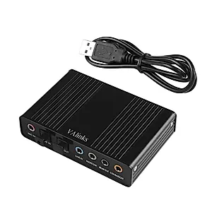 VAlinks USB 2.0 External Sound Card 6 Channel 5.1 Surround Optical S/PDIF Audio Sound Card Adapter for PC Laptop Recording Compatible with Windows 10/8 / 7/ XP