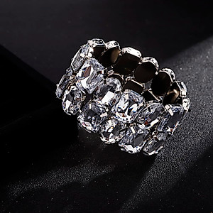 Denifery Crystal Bracelet Bridal Rhinestone Bangles Statement Wedding Bracelet Jewelry for Women and Girls