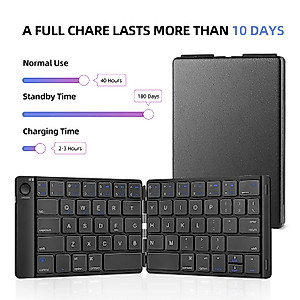 Multi-Device Bluetooth Foldable Keyboard, Samsers Wireless Portable Folding Keyboard, Full Size Ultra Slim Rechargeable Keyboard Connect Up to 3 Devices for IOS Android Windows phone Tablet and Laptop
