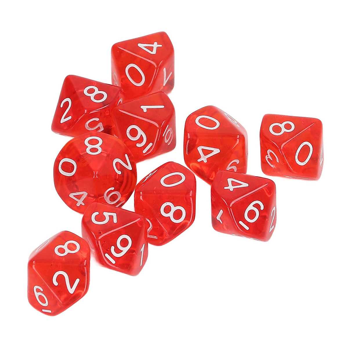 Teaching Dices, Numbers Dices 10 Side Plastic for Board Games (Red)