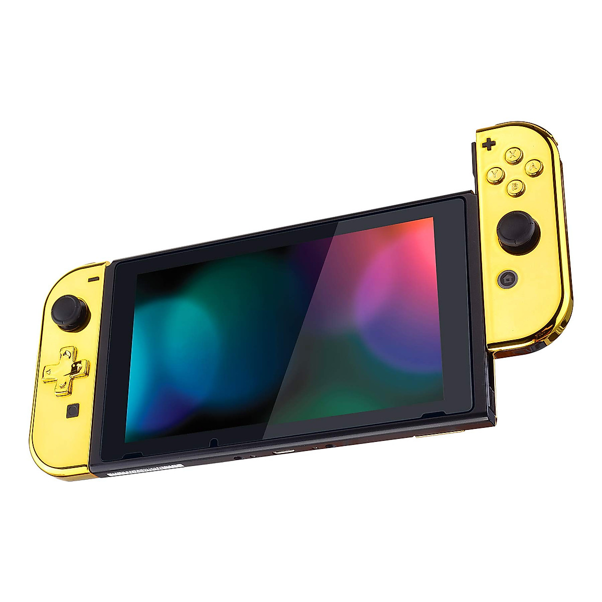 eXtremeRate Chrome Gold Joycon Handheld Controller Housing (D-Pad Version) w/Full Set Buttons, DIY Replacement Shell Case for Nintendo Switch & Switch OLED Model Joy-Con – Console Shell NOT Included
