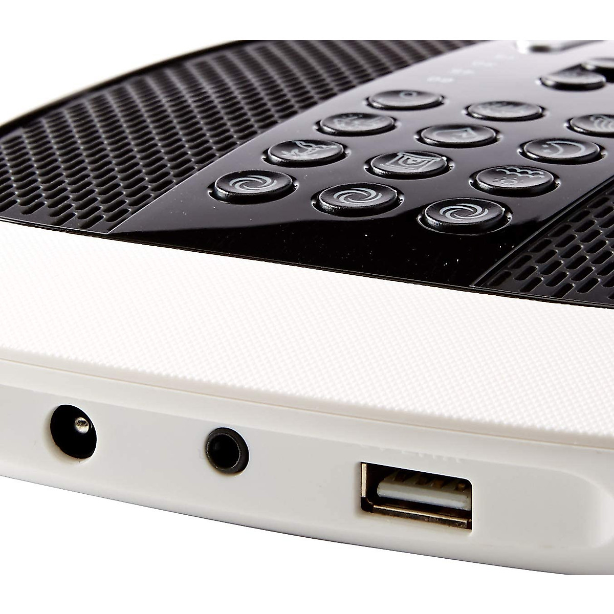 WELLUR - Stereo Sound White Noise and Natural Sound Sleep Machine with Relaxing Spa Music. Dual Build in Speakers & 3.5mm Headphone Jack, with Timer Option and USB 2.1A Port. Adapter Included (Black)