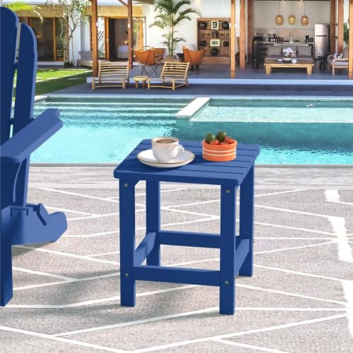 UDPATIO Outdoor Side Table for Patio, XL Square Adirondack Table Pool Composite Patio Table, HDPE End Tables for Outside Backyard, Pool, Indoor Companion, Easy Maintenance All Weather