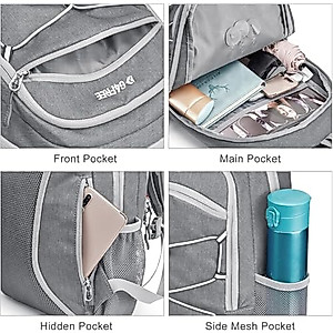 G4Free Mini 12L Hiking Backpack RFID Small Rucksack Compact Multipurpose Daypacks for Men Women Camping Walking Daytrip, Light Grey