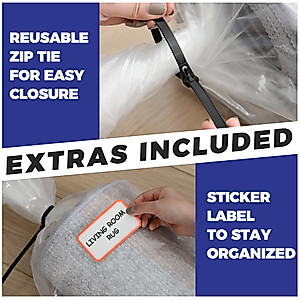 Heavy Duty Rug Storage Bag - Reusable Rug Shipping Bag, Waterproof Plastic Rug Cover - Fits Rolled Carpet Up to 9 x 12 Feet, 4 Mil Thick Tear Proof Plastic Storage Bag - 1 Clear Bag, 130 x 26 Inches