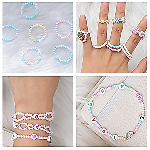 Gacuyi 6000 pcs Pastel Glass Seed Beads, Macaron 3MM Samll Craft Bead Pony Beads with Letter Alphabet Beads,Elastic String for DIY Bracelet Necklace Jewelry Making Supplies