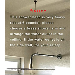 Suguword 16 Inch LED Square Rain Shower Head High Pressure Stainless Steel Bath Shower, Ultra Thin Rainfall Shower head with Silicone Nozzle and Powerful Spray Performance…