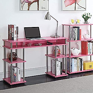 Convenience Concepts Designs2Go No Tools Student Shelves Desk, 47.25(L) x 15.75(W) x 30"(H), Pink