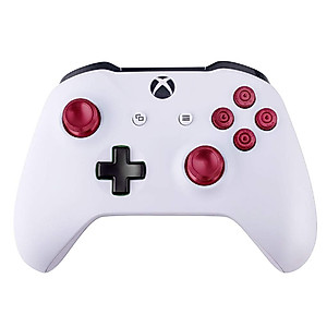Metal Thumbsticks Joysticks for Xbox One Controller, Aluminum Alloy ABXY Bullet Buttons Analog Grip Replacement Parts for Xbox One, One S/X, Series X Controllers with Installation Tools(Red)