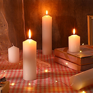 MTLEE 36 Pcs Pillar Candles Bulk Set of 3 Long Burning Wax Pillar Candles 2 in x 3, 6, 8 Inch Dripless Unscented Smokeless Candles for Wedding Party Spa Lantern Fireplace Home(White)