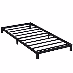 EMODA 6 Inch Twin Bed Frames No Box Spring Needed, Heavy Duty Metal Twin Platform Bed Frame, Noise Free, Easy Assembly, Black