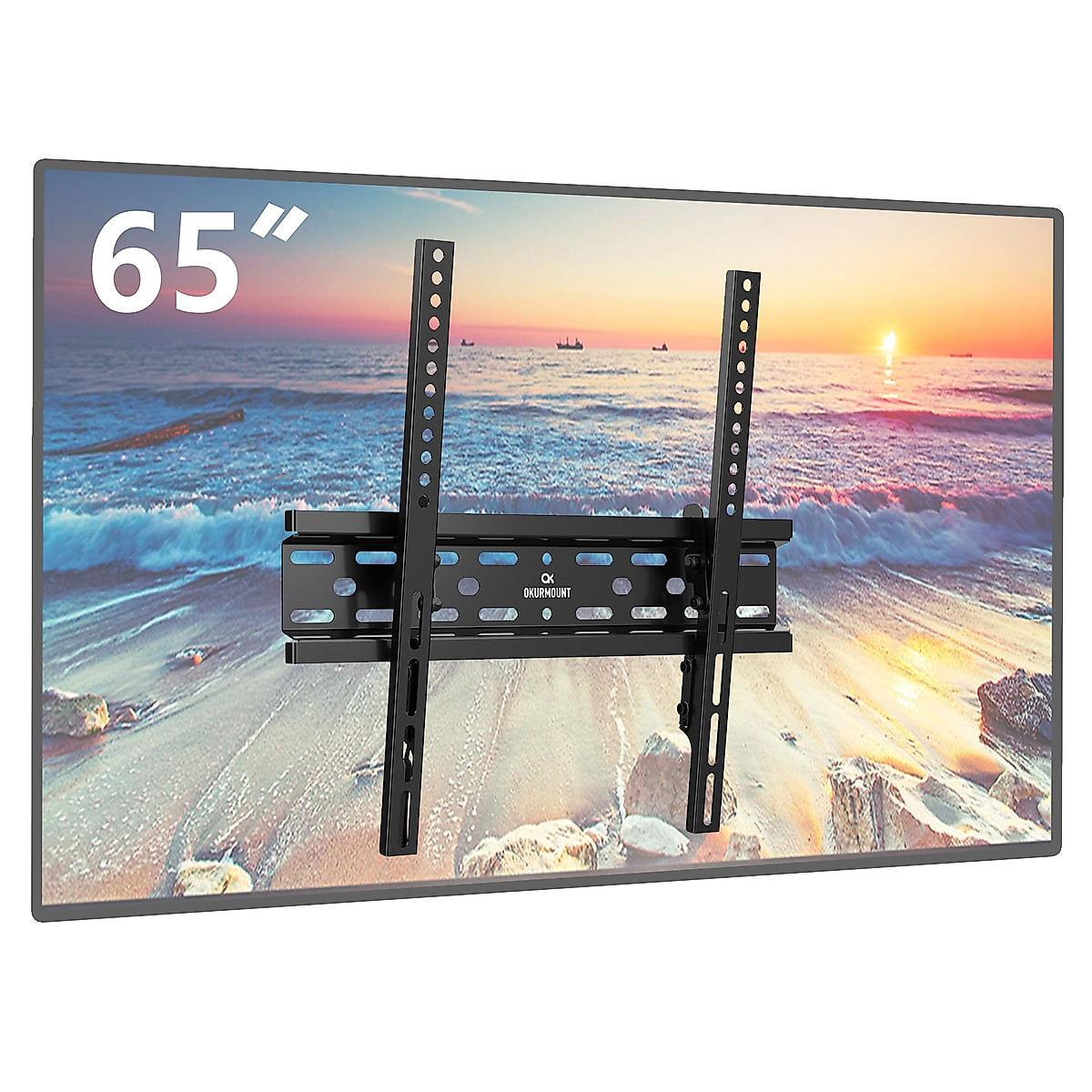 OKURMOUNT TV Wall Mounts, TV Mount 65 Inch, Tilting TV Mounting Bracket Adjustable for 32-65 Inch TV Wall Mount with Quick Release Lock, Low Profile Wall Mount TV Bracket Max VESA 400x400mm, 115lbs