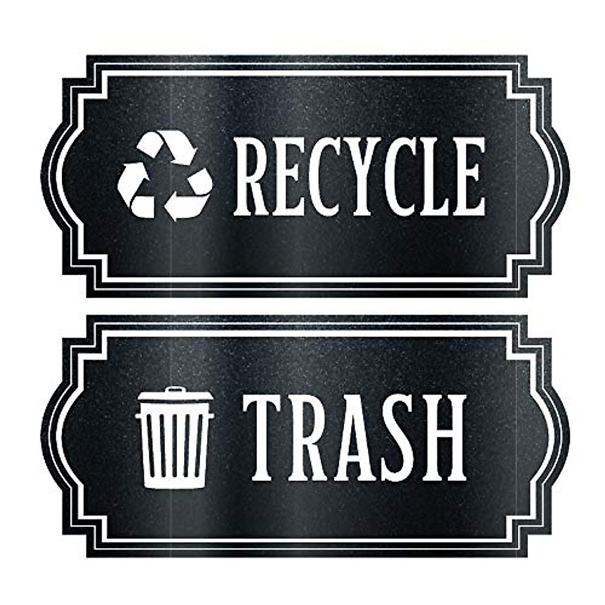 Recycle and Trash Elegant Decal to Organize Trash cans or Garbage containers and Walls - Premium Cut Vinyl Style 2 (Small, Metallic Black)