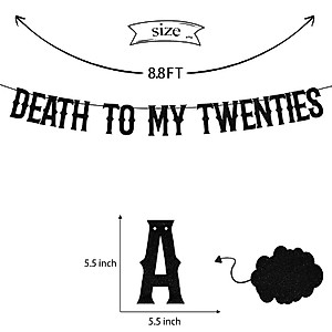 Death to My Twenties Banner Black Glitter, 30th Birthday Banner, Rip 20s Birthday Decorations, Death to My 20s Decorations, 30th Birthday Decorations, Death to My Youth 30th Birthday Decorations