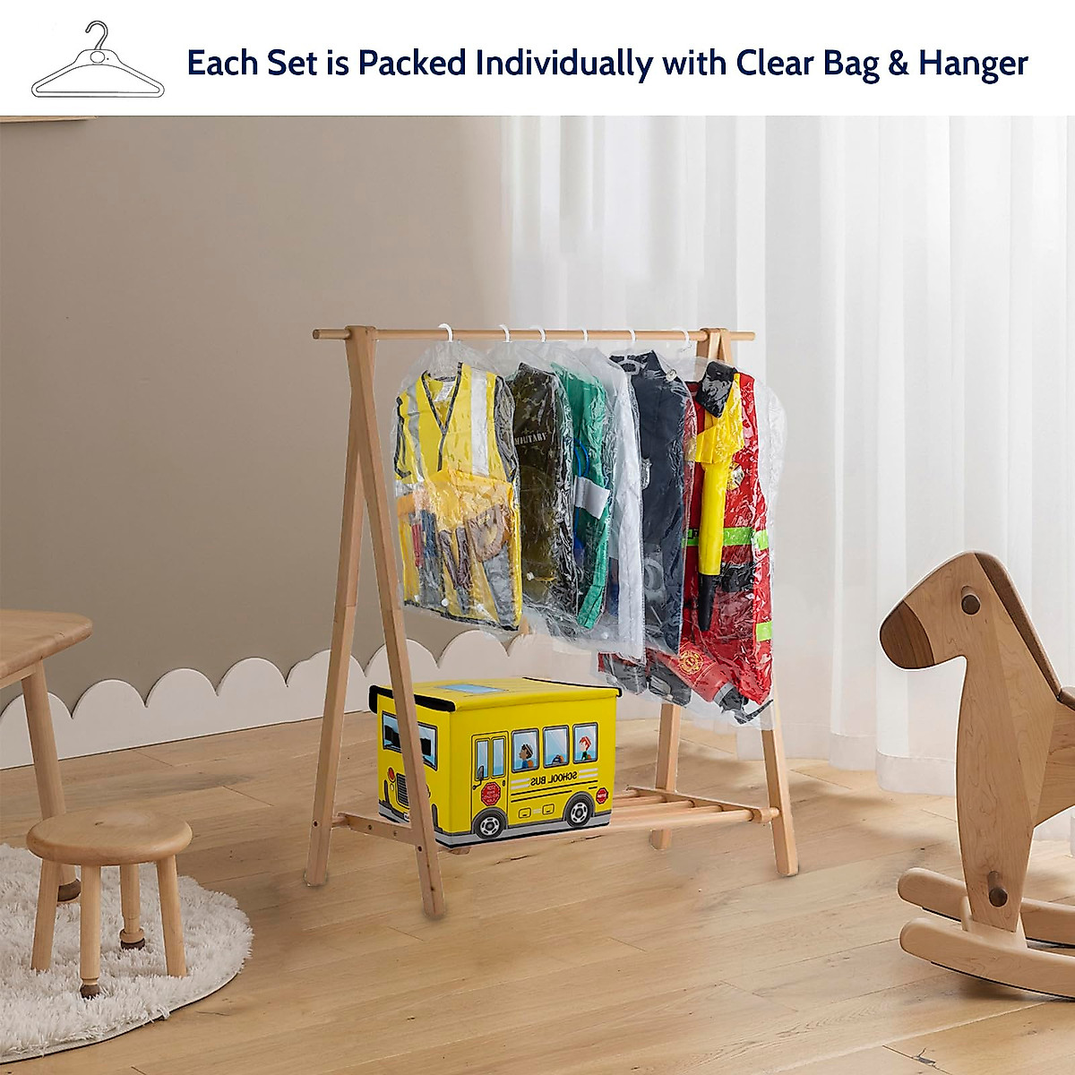 TopTie 6 Sets Kids Costumes with Storage Box, Dress Up Pretend Play Uniforms with Accessories Aged 3-7